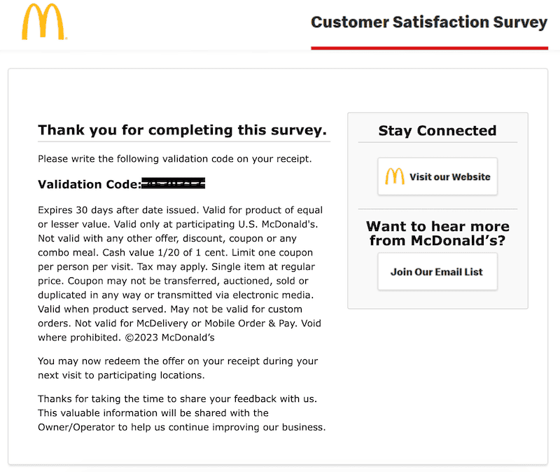 McDVoice.com - McDonald's Survey (START NOW)